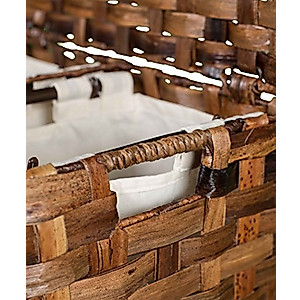 BIRDROCK HOME Abaca Divided Flat Weave Laundry Hamper with Bags - Hand Woven Clothes Basket - Sorter Hampers - Espresso
