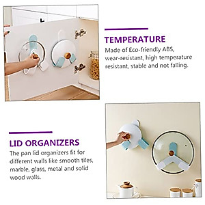 Zerodeko 2 Sets 2pcs Kitchen Lid Hook Shelf Wall Mount Wall Shelf Brackets Rotating Stand Saucepan Lid Holder Pot Lid Organizer Pan Lid Organizer Abs Blue Self-Adhesive Hooks Nail Free Set