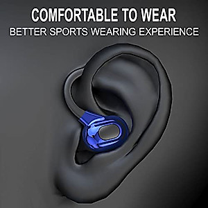 pstuiky Bluetooth 5.2 Earphones with Microphones Music Sport Ear Hook Led Display Wireless Headphones HiFi Stereo Earbuds Waterproof Headsets 2023 (Blue)