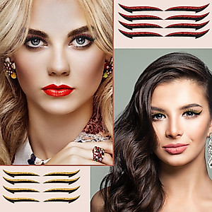 24 Pairs Reusable Eyeliner and Eyelash Stickers, Glitter Eyeliner Stickers Double Eyelid Tape Self-Adhesive Eye Line Strip Instant Eye Makeup Tool Waterproof