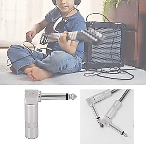 5pcs Right Angle Mono Phone Plug,90 Degree 6.35mm (1/4 Inch) L-Shape Guitar Audio Jack Connector Microphone Cable Terminal