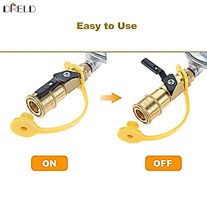 DRELD Propane 1/4" Quick Connect Adapter with Gas Grill Regulator, QCC1 Adapter Propane Regulator with Quick Connect 20-50lbs Propane Tanks to Gas Grill, for Fire Pit, Heater, BBQ Stove Camping