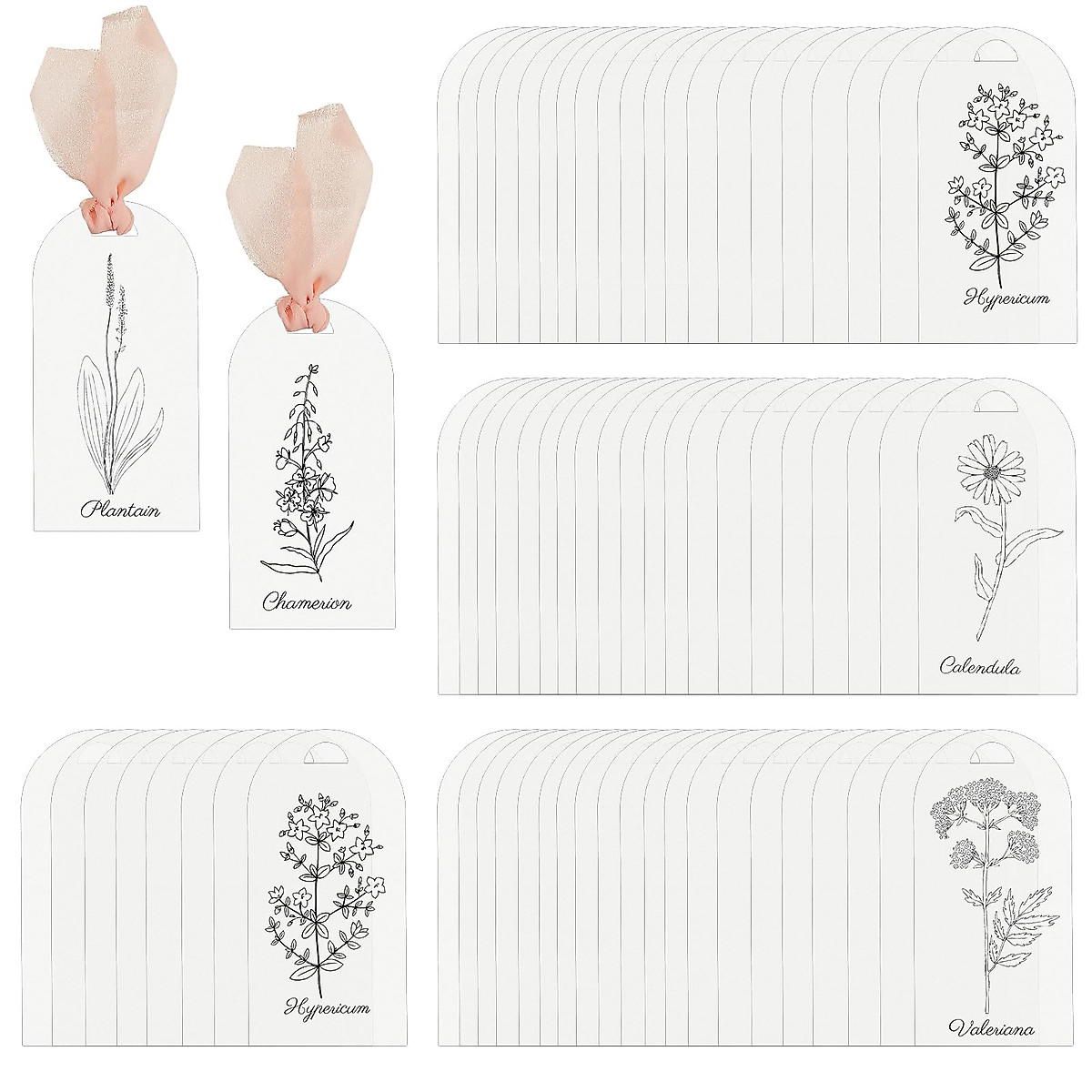 Beeveer 100 Pcs Acrylic Place Cards Wedding Blank Arched Frosted Clear Wedding Reserved Signs for Chairs Acrylic Name Tag Seat Label with Ribbon for Table Setting Numbers Guest Names Dinner Parties