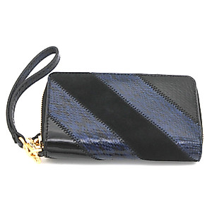 Medium Bifold Wallet Wristlet (Mult-itexture Blue/Black)