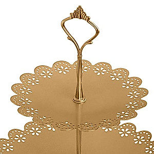 Suwimut 10 Pieces Gold Cake Stand Set, Metal Round Cupcake Holder Dessert Display Plate Serving Platter, Dessert Table Stands and Trays Set for Christmas, Wedding, Birthday, Anniversary, Tea Party