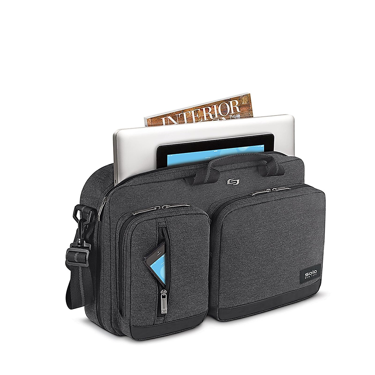 Solo New York Urban Carrying Case (Briefcase) for 15.6" Notebook - Gray, Black, 12.5" x 17" x 5" (UBN310-10)