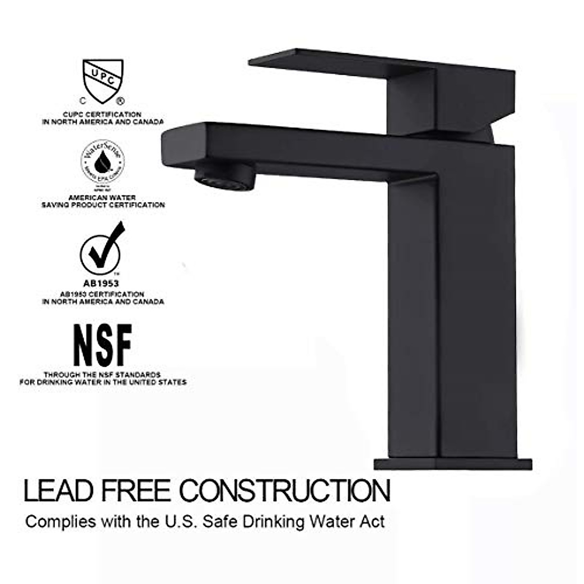 AWARA Single Handle Bathroom Faucet, Matte Black Bathroom Sink Faucet Solid Brass Single Hole Modern Bathroom Faucet Vanity Faucet with Pop-up Drain & Overflow & Water Supply Hoses