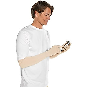 Coolibar UPF 50+ Men's Women's Culebra UV Long Sun Gloves - Sun Protective (Medium- Beige)
