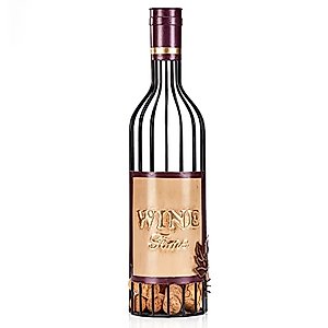 Aayla Wine Cork Holder - Wine Time Cork Storage, Black and Antique Gold Purple, Unique Gift for Wine Lovers (Wire Wine Shape, Holds Approximately 55 Corks)