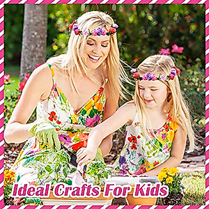 Loycyoec Flower Crowns Kit for Girls, Make Your Own Flower Crowns and Bracelets, Handmade Flower Crown Wreath Headbands, DIY Fairy Flower Headbands for Girls Gift