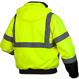 Pyramex RJ31 Series Waterproof Class 3 Fleece Bomber Safety Jacket, Lime, 2X-Large