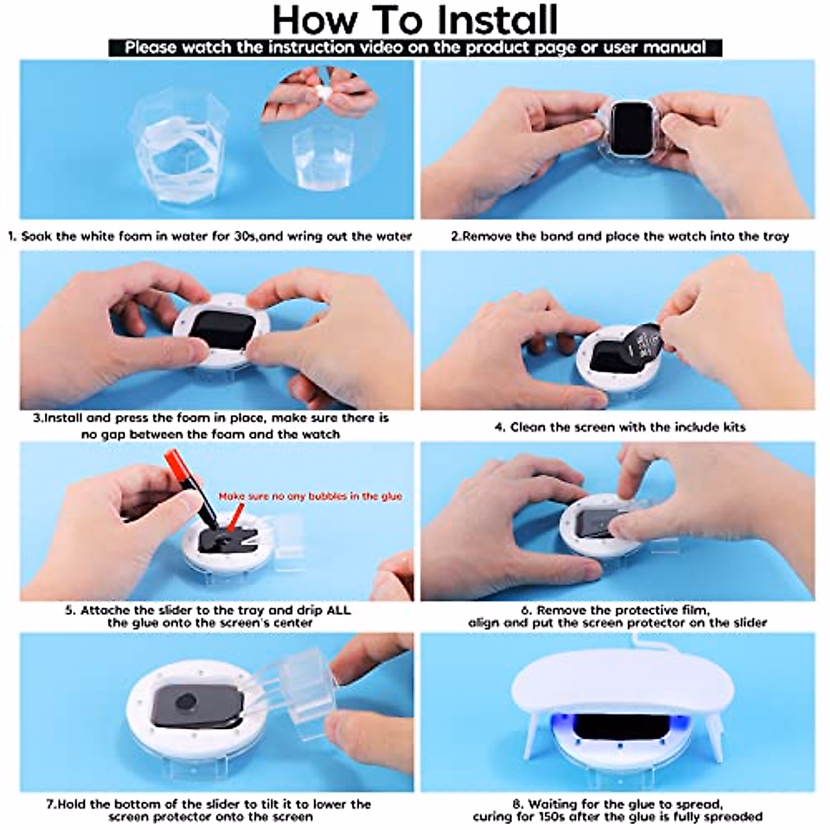 Mowei 3-Pack for Apple Watch Series 8/7 Screen Protector 45mm, 9H Tempered Glass 3D Full Coverage Bubble Free Waterproof Infinite HD Shield for Apple Watch 7/8 45mm (2022)