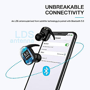 Qisebin Wireless Earbuds True Wireless Earbuds Bluetooth Headphones with Microphone Bluetooth Earbuds Stereo Calls Extra Bass 36H for Workout(Charging Case Included) - Black