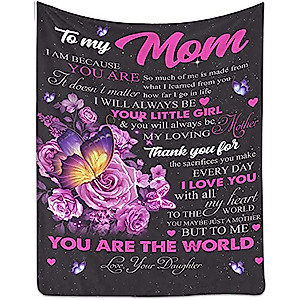 New 2023 Gifts for Mom Throw Blanket, Rose Butterfly Mom Gift from Daughter, Birthday Gifts for Mom, Gifts for Anniversary, Christmas, Valentine's Day, Soft Gift Blanket for Mom Blanket 50" x 60"