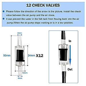 Saricho Aquarium air Pump Accessories Set-9.84/26.25/101.71 feet Aquarium Airline tubing Hose,Check valves,air Stones and connectors of I,L,T Shape (101.71feet Hose 12stone 12check Valve 18connector)
