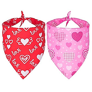 ADOGGYGO Valentine's Day Dog Bandana, Multiple Sizes Offered, Triangle Dog Scarf Valentine Day Bandana for Medium Large Dogs (Large, Valentine's Day)
