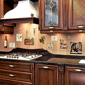 8 Sheets Wine Bottle Kitchen Wall Decals Grape Fruit Wall Stickers Wine Kitchen Decor Wine Tasting Stickers Peel and Murals for Kitchen Dining Living Room Bar Restaurant