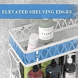 GILLAS 2 Tier Bathroom Over The Toilet Storage Shelf, Farmhouse Bathroom Storage Organizer with Toilet Paper Holder, Space Saver White