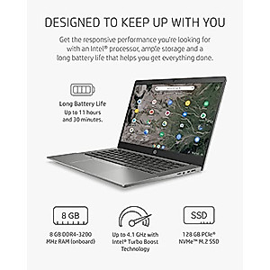 HP Chromebook 14B-NB0010NR 14-inch Touchscreen Laptop, Intel Core i3, 8GB DDR4 RAM, 128GB SSD, Intel UHD Graphics, HDMI, USB-C, MicroSD Reader, WiFi, Google ChromeOS, Mineral Silver (Renewed)
