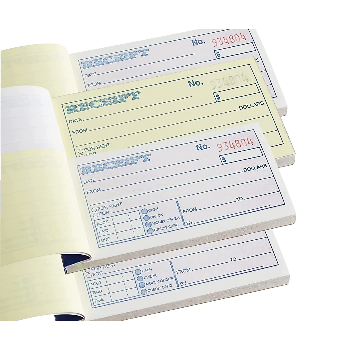 1InTheOffice Money and Rent Receipt, 2-3/4 x 5-3/8 Inches, 2-Parts, Carbonless, White/Canary, 50 Sets per Book (4 Books)