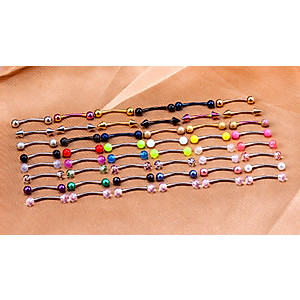 Oufksiyy 48PCS 14G Glow in The Dark Snake Eyes Tongue Rings Surgical Steel Curved Barbell Nipplerings Nipple Ring Body Piercing Jewelry for Women Men Long Barbell Bridge Tongue Rings