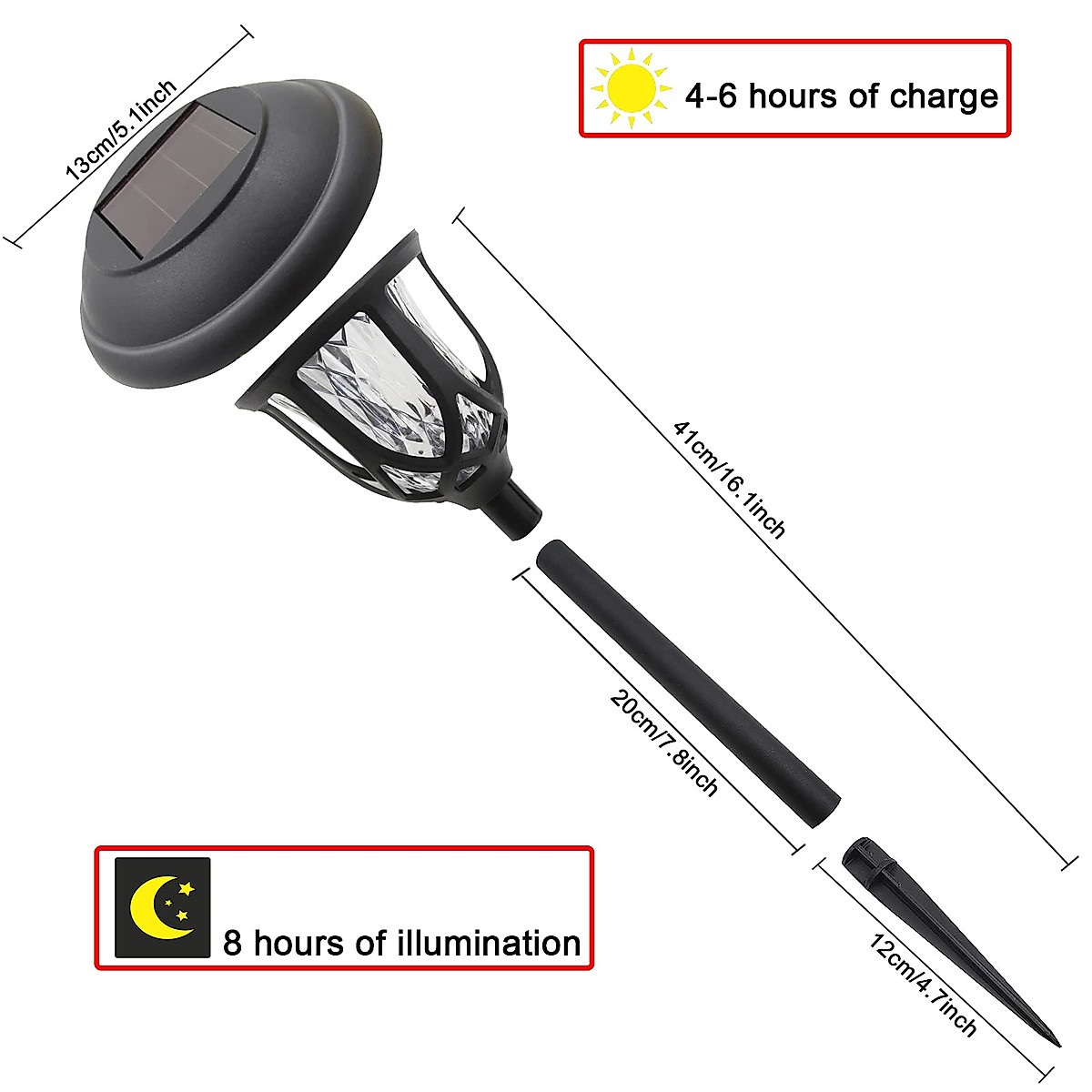 Solar Lights Outdoor Garden, Warm White LED Solar Pathway Lights, Waterproof Solar Powered Garden Yard Lights Solar Landscape Lights for Lawn, Patio, Garden, Walkway(6 Pack)