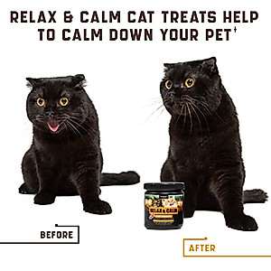 Cat Calming Treats for Stress and Aggressive Behavior - Help Reduce Cat Anxiety and Promote Relaxation - Thunderstorms, Grooming, Traveling - Hemp Calming Cat Treats with American Quality - 135 Chews