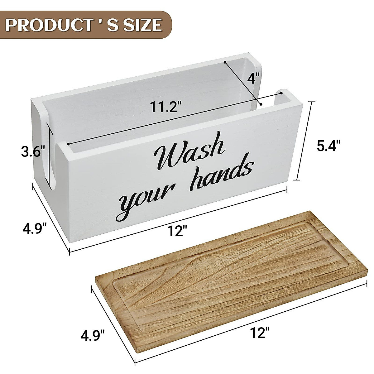 PICKKROSS Solid Wood Paper Towel Dispenser Wall Mount, Commercial Paper Towel Holder with Lid Countertop, C-Fold, Z-Fold, Trifold Paper Towel Dispenser Hand Towel Holder for Bathroom and Kitchen