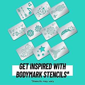 BODYMARK BIC Temporary Tattoo Markers for Skin, Black, Mixed Tip, 12-Count Pack, Skin-Safe, Cosmetic Quality