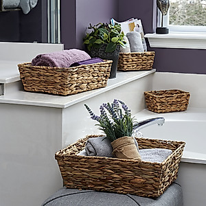 Household Essentials Rectangular Banana Leaf Basket Set (Set of 4), Natural Brown