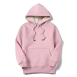 Ayturbo Women's Long Sleeve Fleece Lined Sweatshirt Casual Winter Warm Sherpa Hoodie Pullover(Pink,S)