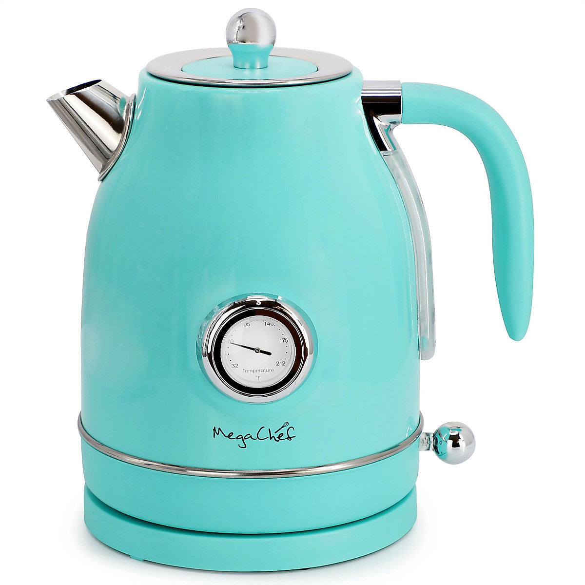 MegaChef 1.7 Liter Electric Tea Kettle and 2 Slice Toaster Combo (Turquoise)