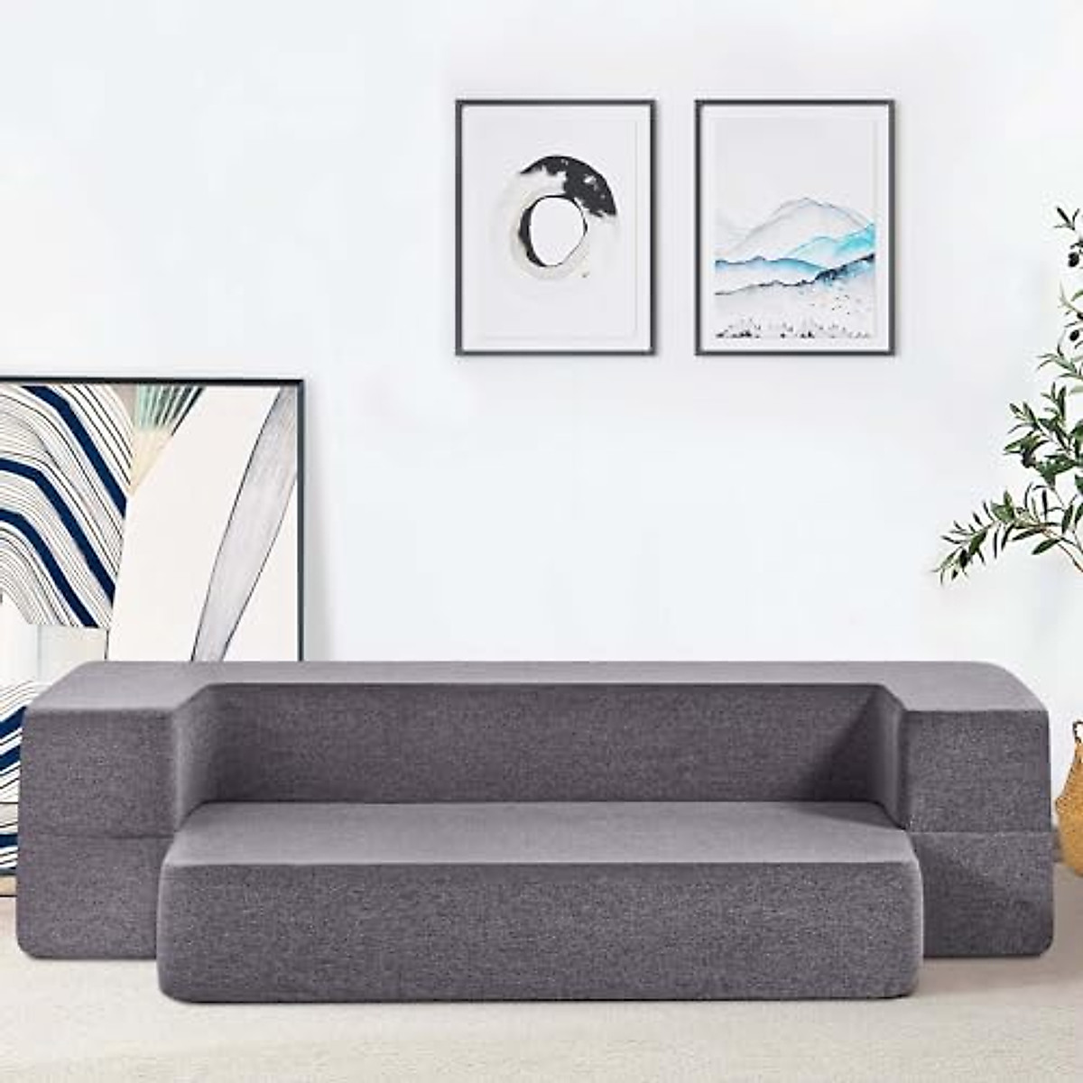 ILPEOD 8 Inch Memory Foam Fold Out Sofa Bed, Washable Cover Sleeper Convertible Futon Mattress for Bedroom Living Room Guest Bed