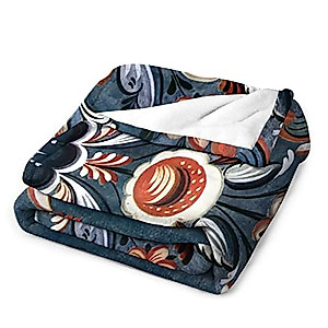 Norwegian Rosemaling Folk Style, Fleece Blanket Ultra-Soft Cozy Plush Blanket Throw Blankets Couch Chair Living Room Air Conditioning Cool Blankets, 50"*60"