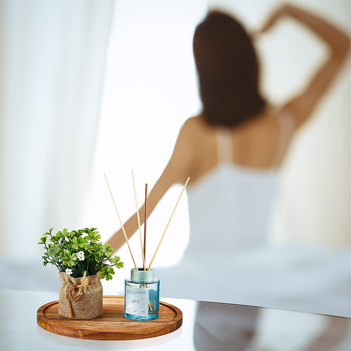 2 Pcs Acacia Wood Lazy Susan 10 Inches Wooden Lazy Susan Organizer Kitchen Turntable Organizer Rotating Round Wood Tray for Cabinet Pantry Table Counter