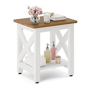 LUE BONA HDPS Shower Bench for Inside Shower to Sit on, Bathroom Shower Stool Seat for Shaving Legs with Storage Shelf, X-Shape Shower Chair, Teak