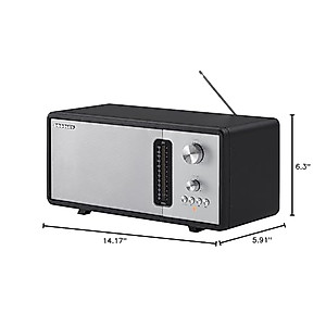 Crosley CR3037B-BK Harmony Modern Bluetooth FM Tabletop Radio, Black