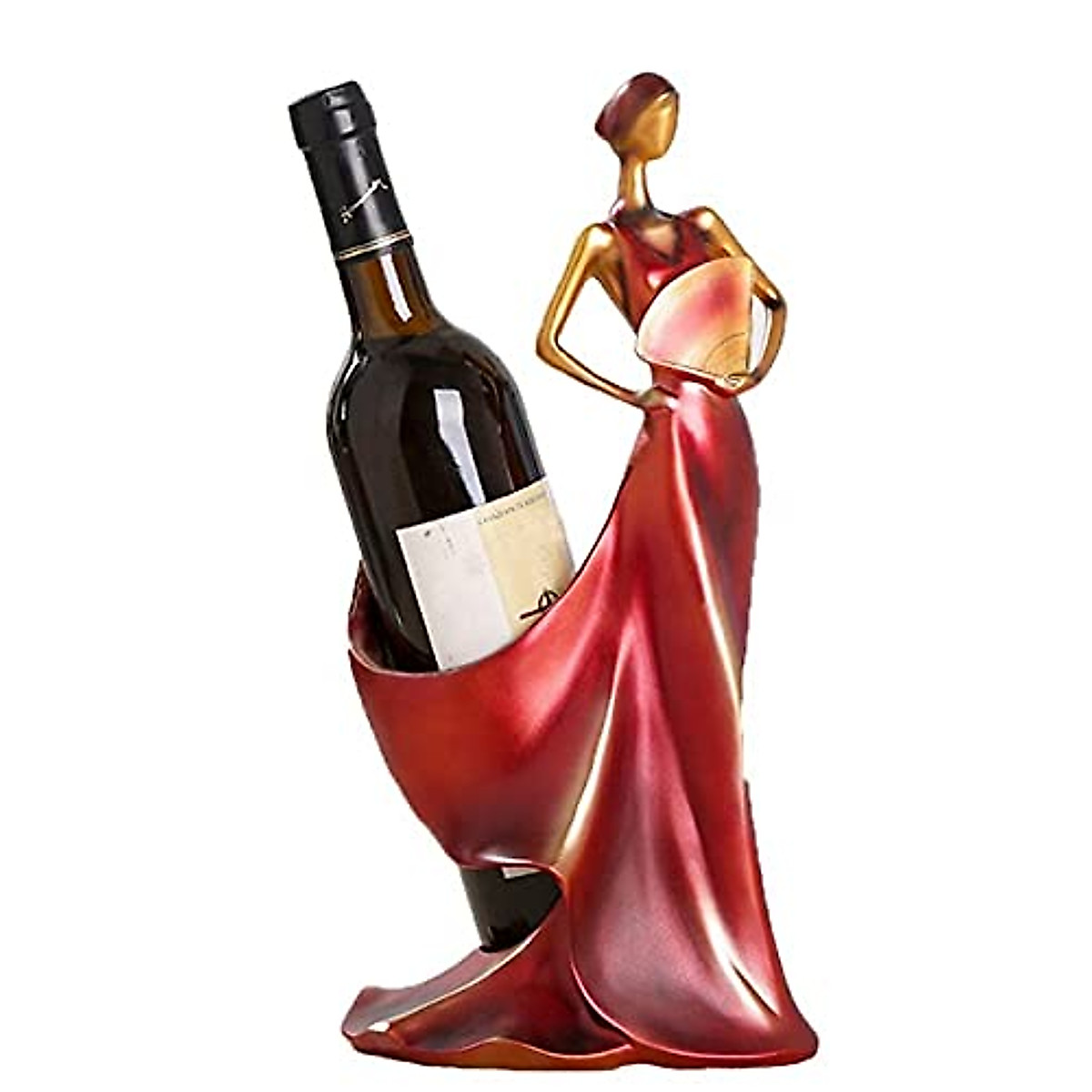 Wine Holder, Wine Rack Tall Drink Giraffe Animal Tabletop Single Wine Accessory Bottle Holder, Women Shaped Sturdy Sculpture Wine Bottle Holders, Figurine Kitchen Decoration Crafts.(Red)