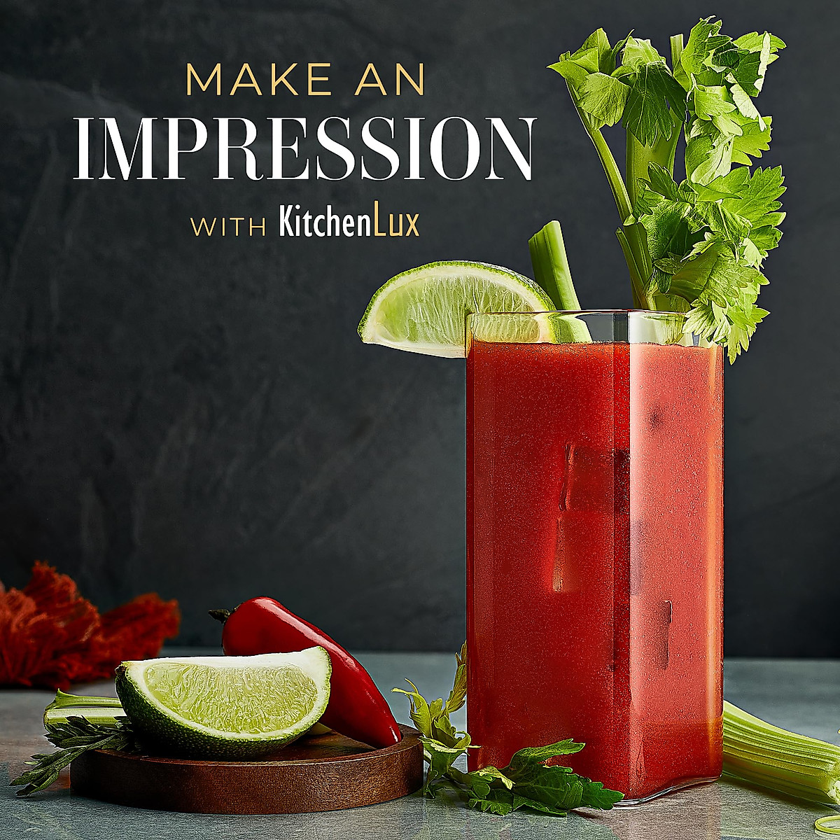 Kitchen Lux Square Drinking Glasses Set of 2 - Square Glass Cups 12 oz - Modern Glassware Set - Trendy Aesthetic Glass Ware for Highball Whiskey Cocktail Beer Water Tea Iced Coffee - Bar Accessories