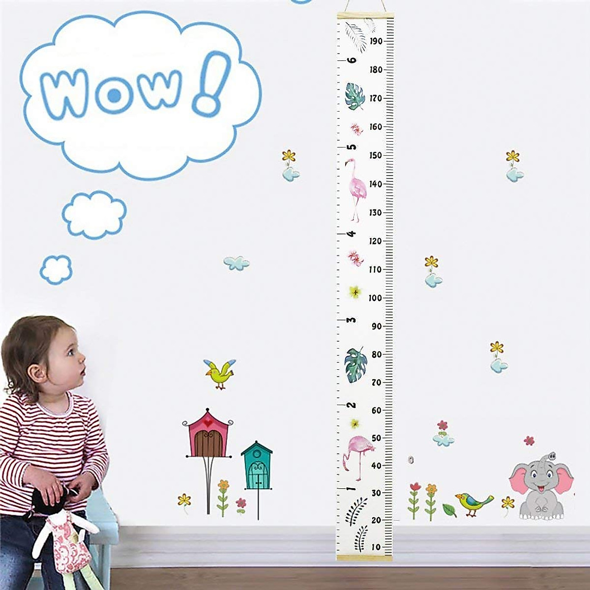 Baby Growth Chart,Canvas Height Measurement Ruler,Hanging Ruler Wall Decor Ruler for Kids Wall Decor Baby Nursery Decoration,Great Baby Shower Christmas Gift 79" x 7.9"
