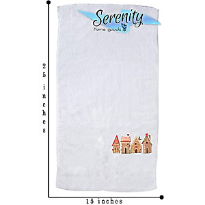 Christmas Decor | Decorative Kitchen and Bath Hand Towels | Gingerbread Houses | XMAS Winter Novelty | White Towel Home Holiday Decorations | Gift Present