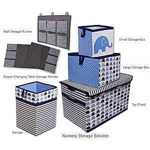 Bacati - Storage Tote (Toy Chest 14.5"L x 24"W x 15"H., Elephants Blue/Grey)