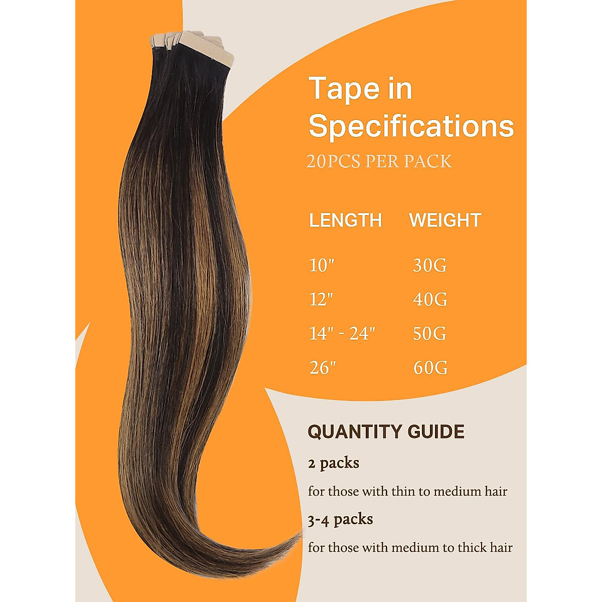 DOORES Tape in Hair Extensions Human Hair, Balayage Dark Brown to Chestnut Brown 50g 20pcs 18 Inch, Human Hair Extensions Natural Hair Extensions Remy Straight Hair Skin Weft