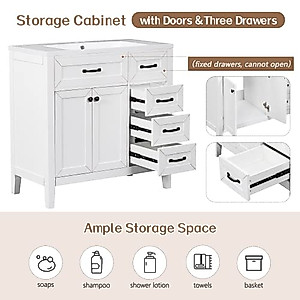 SZLIZCCC 36" Bathroom Vanity with Sink Combo, Bathroom Cabinet with Drawers, Solid Frame and MDF Board