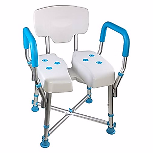 MedGear A-0273A DURA Hygienic Cutout Shower Chair with Back and Arm Rests Including Free Clip-on Shower Head Holder