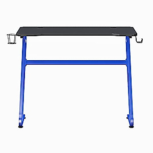 Flash Furniture Fisher Gaming Desk - Blue Ergonomic Computer Desk - 51.5" Gamers Table with Cup Holder and Headphone Hook