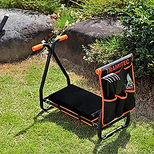 TRAMITEC Garden Kneeler and Seat: Foldable Garden Stool. Garden Kneeler Bench Includes 1pc of Widen Kneeling pad & 1pc of Extra Super Soft Knee Cushion. Heavy Duty Garden Seat Stools as a Great Gift