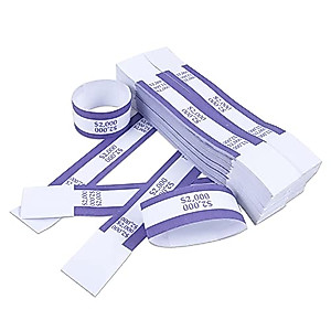 L LIKED Pack of 500 Currency Band Self Sealing Currency Straps Bands Money Bill Wrappers (Purple $2000-500 PCS)