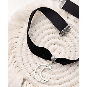 Sacina Gothic Crescent Moon Choker Necklace, Moon Sun Pendant, Goth Gift for Women, Christmas Gift for Women (S- Moon Choker)