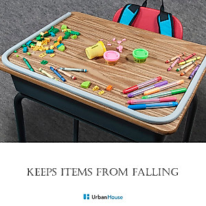 urbanhouse Toddler Kids School Desk and Table Raised Edge Strip to Prevent Objects from Falling, Grey - 6-FT Roll